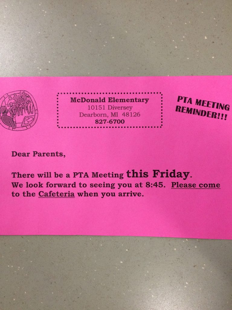 PTA Reminder | McDonald Elementary School